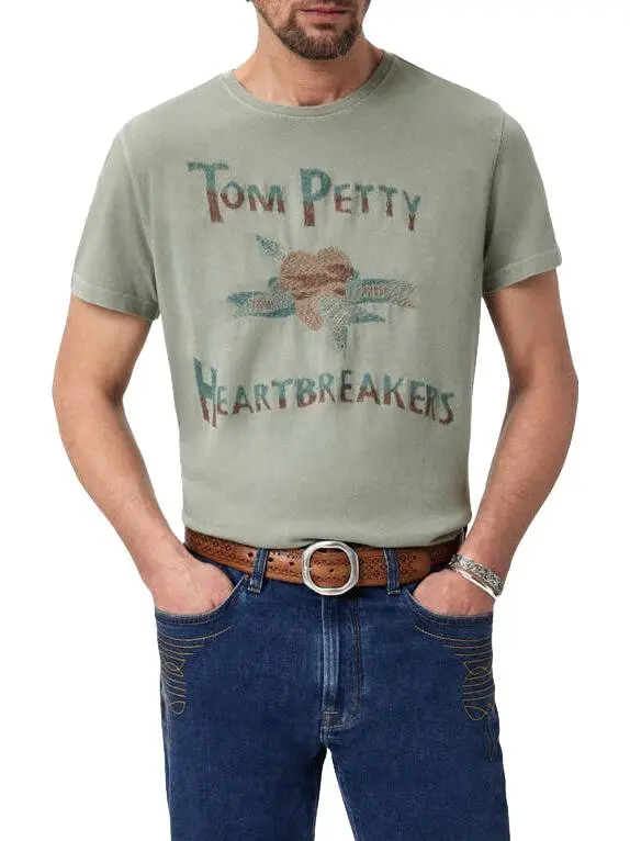 John Varvatos Tom Petty Organic Cotton Embroidered T-shirt - Ash