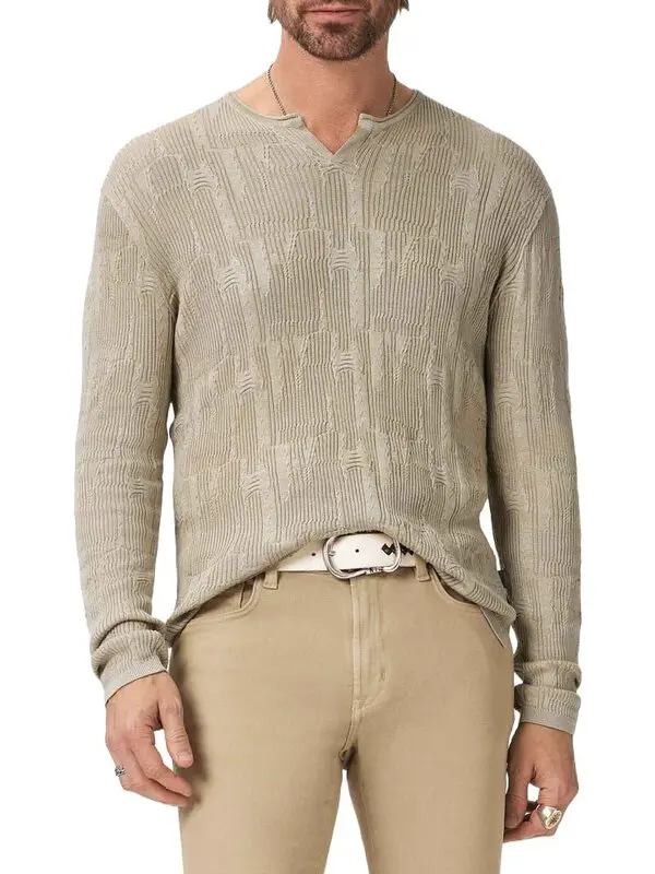 John Varvatos Vinny Broken Pattern Henley - Spruce