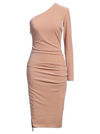 Elisabetta Franchi One-shoulder Chenille Midi Dress - Blush