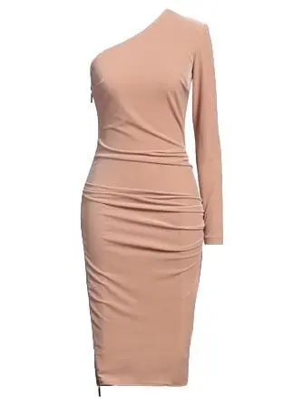 Elisabetta Franchi Midi One-shoulder Gathered Dress - Pink