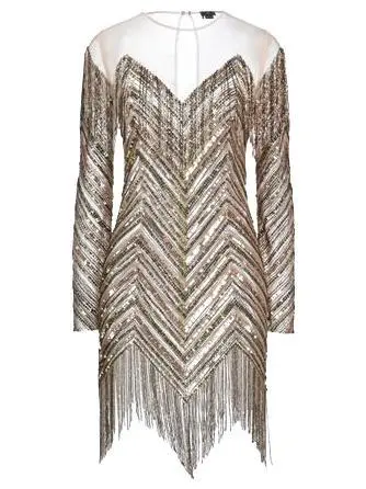 Elisabetta Franchi Mini Dress In Polyamide With Embellishments - Brown