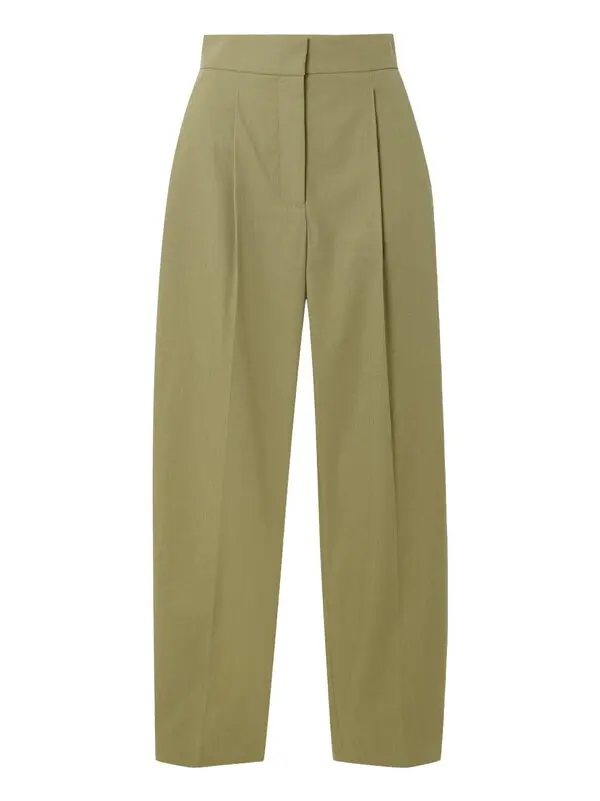 JOSEPH Paver Pleated Cotton Tapered Pants - Green