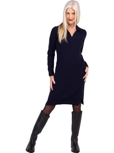 KETTLEWELL Trophy Neck Wool Shirt Dress - Dark Navy