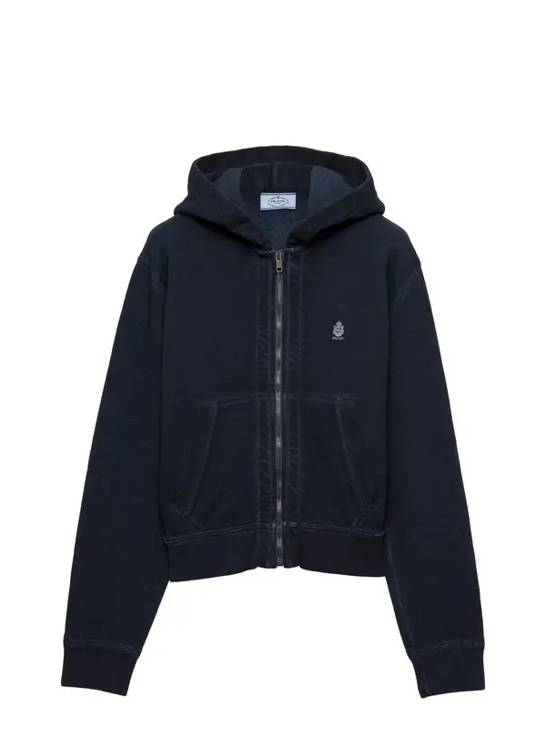 Prada Cotton Hoodie Jacket - Navy