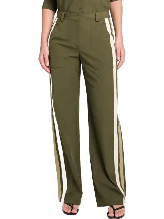 TWP Isabelle Side Stripe Cotton Pants - Military