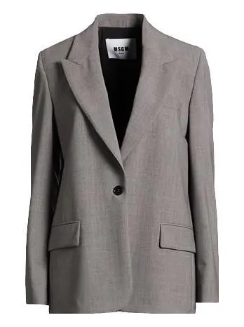 MSGM Single-breasted Blazer In Virgin Wool - Grey