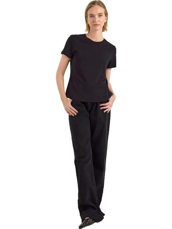 BRODIE CASHMERE Boxy Crew Neck T-shirt - Black