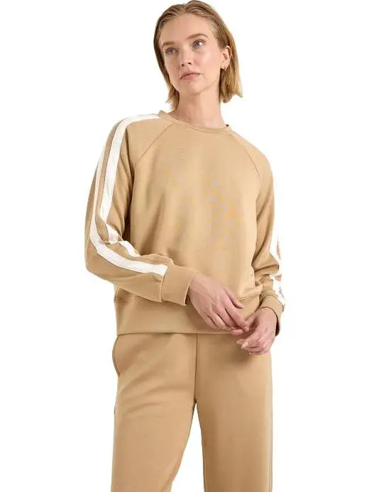 BRODIE CASHMERE Stripe Sleeve Crew Neck Sweatshirt - Nomad