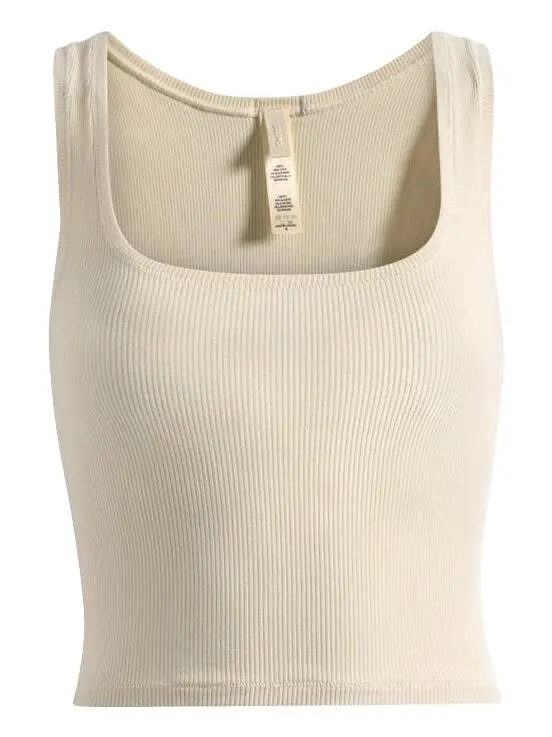 SKIMS Crop Stretch Cotton Rib Tank - Bone