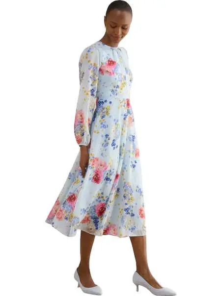 HOBBS LONDON Constance Floral Midi Dress - Palebluemulti