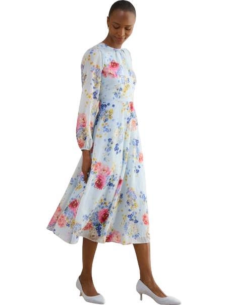 HOBBS LONDON Constance Floral Midi Dress - Palebluemulti