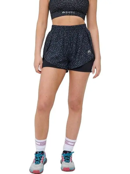 OOSC Elite 2-in-1 Activewear Shorts - Black Leopard