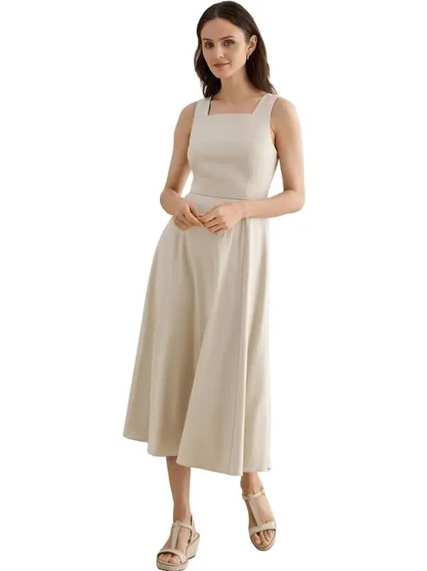 HOBBS LONDON Trinity Linen Midi Dress - Neutral