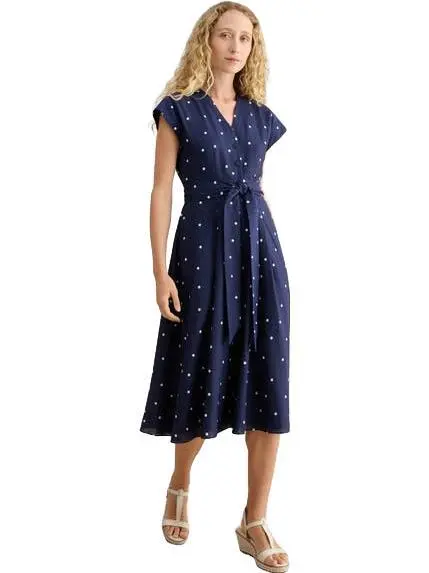 HOBBS LONDON Samantha Polka Dot Midi Dress - Midnightivory