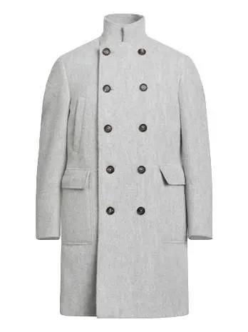 Eleventy Double-breasted Coat In Alpaca Wool Blend - Grey