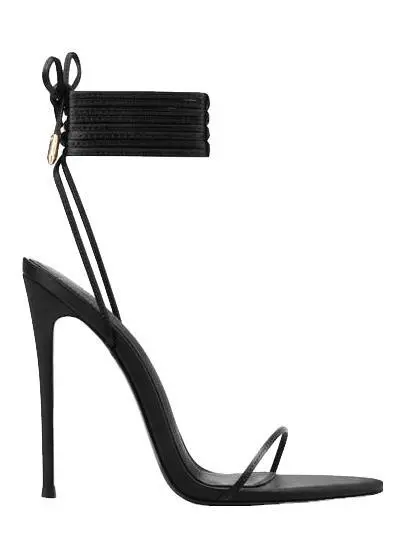 FEMME Luce Minimale Satin Sandal - Black