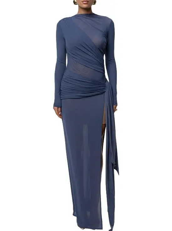 JLUXLABEL Mesh Maxi Dress - Navy