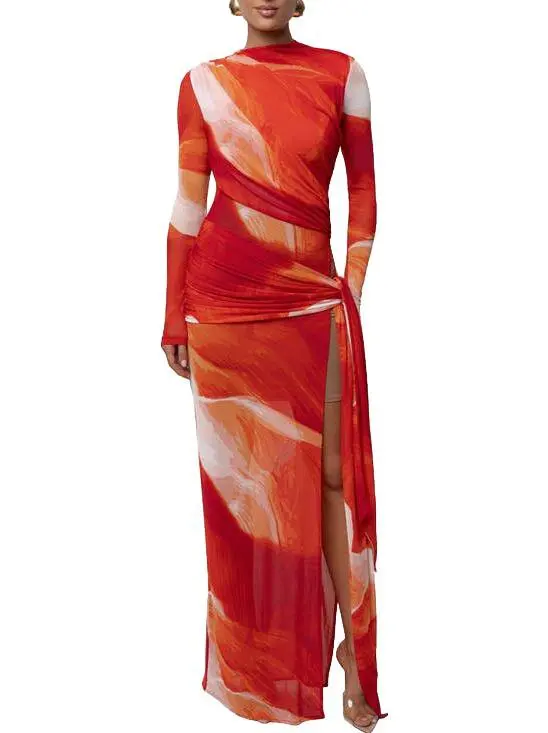 JLUXLABEL Mesh Maxi Dress - Red