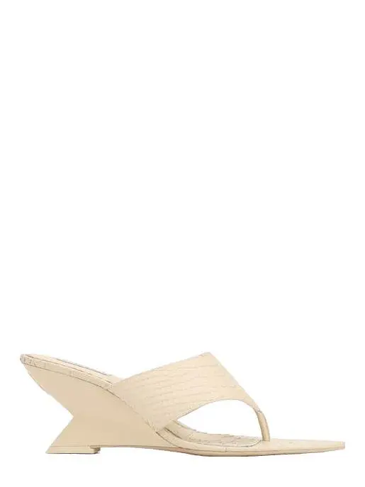 NAKED WOLFE Stampede Thong Wedge Heels - Off White