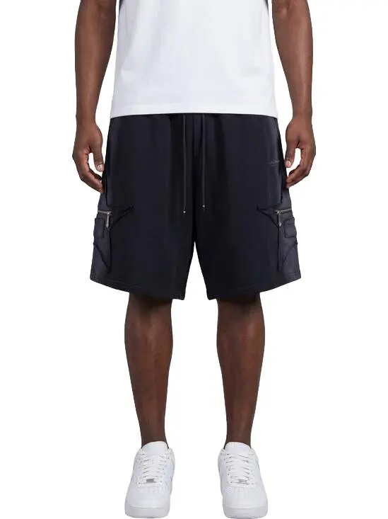 ROBERTO VINO Star-cut Overlay Cotton Utility Shorts - Black