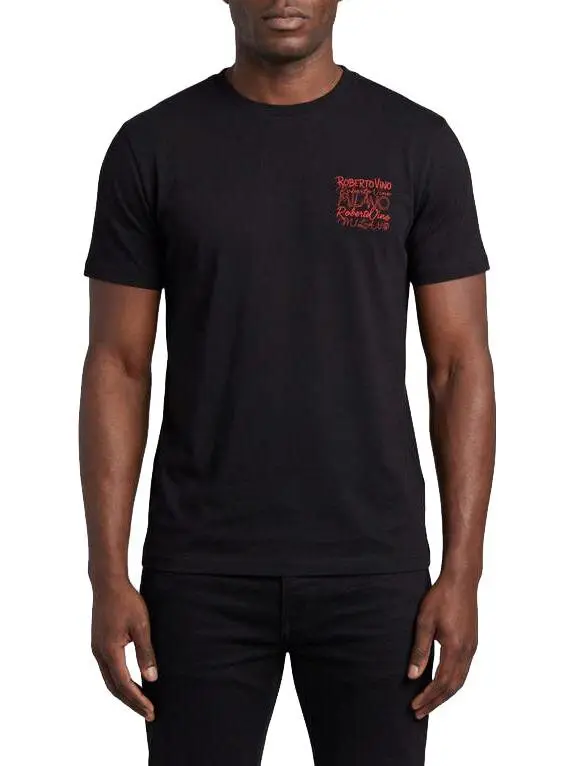 ROBERTO VINO Big Writing Milano Slim Fit Tee - Black
