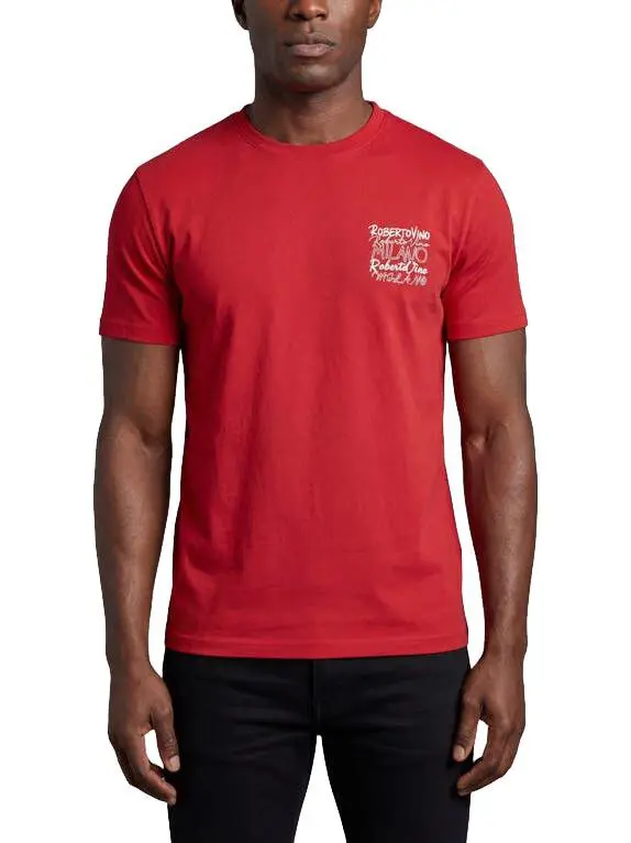 ROBERTO VINO Big Writing Milano Slim Fit Tee - Red