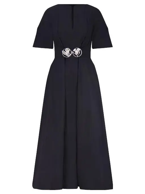 Lela Rose Cotton Poplin Shirt Dress With Buckle Detail - Black