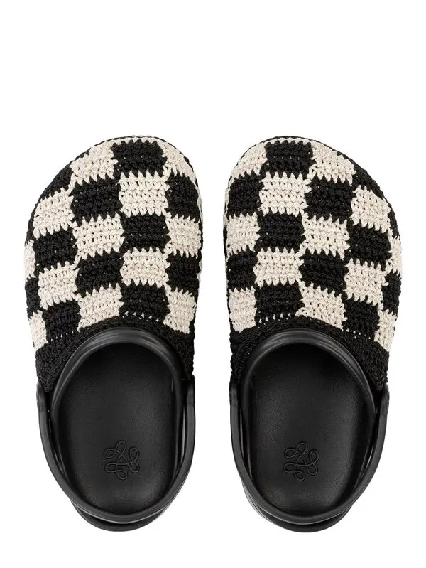 THE SAK Crocheted Clogs With Ankle Strap - Black Check