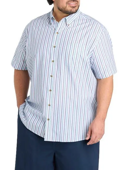 HARBOR BAY BY DXL Big & Tall Easy-care Striped Sport Shirt V2 - Multi