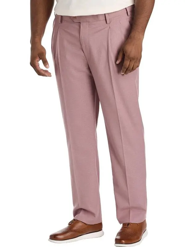 OAK HILL BY DXL Big & Tall Waist-relaxer Pleated Dress Pants - Pomegranate