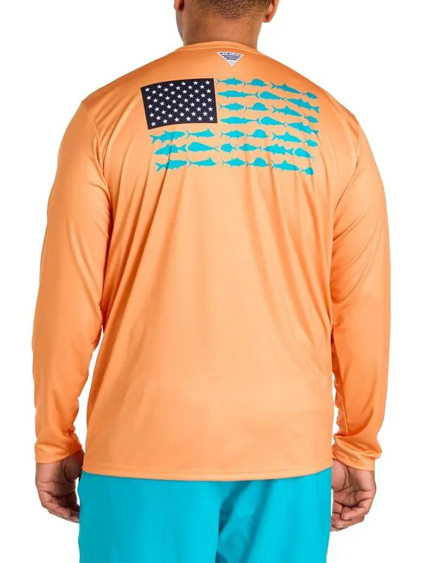 Columbia Big & Tall Terminal Tackle Pfg Fish Flag Long-sleeve T-shirt - Bright Nectar