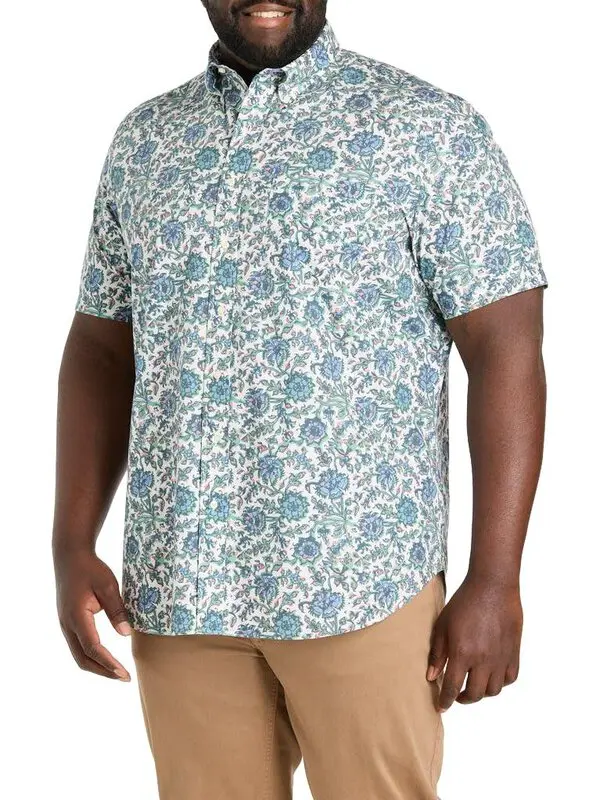 Brooks Brothers Big & Tall Floral Print Sport Shirt - Cream Multi