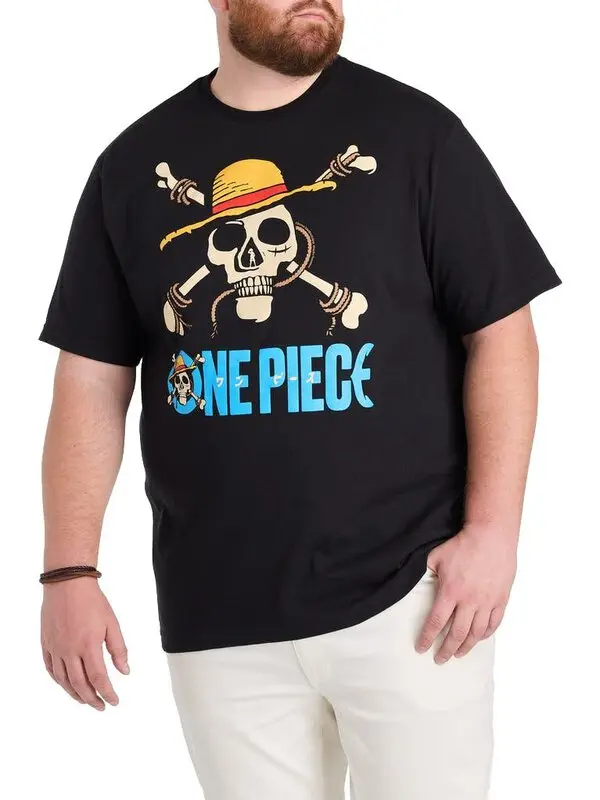 TRUE NATION BY DXL Big & Tall One Piece Straw Hat Crew Graphic Tee - Black