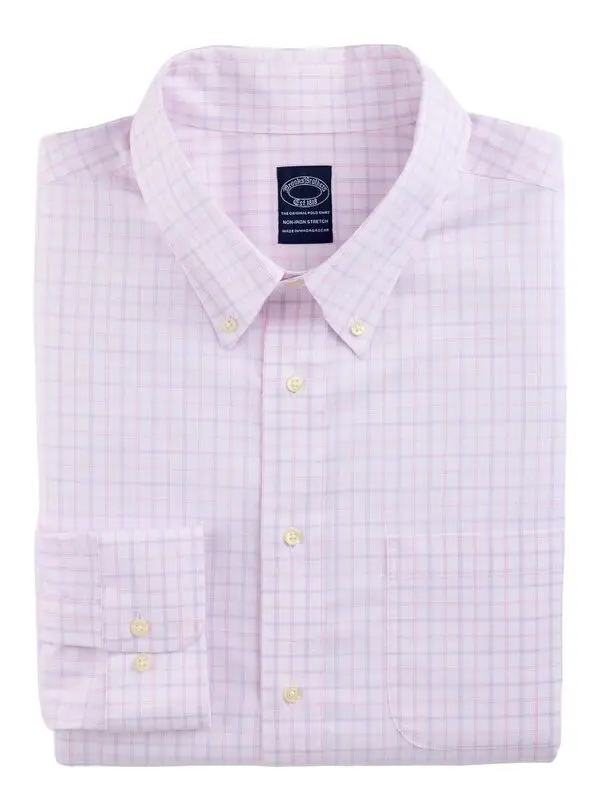 Brooks Brothers Big & Tall Non-iron Check Dress Shirt - Pink