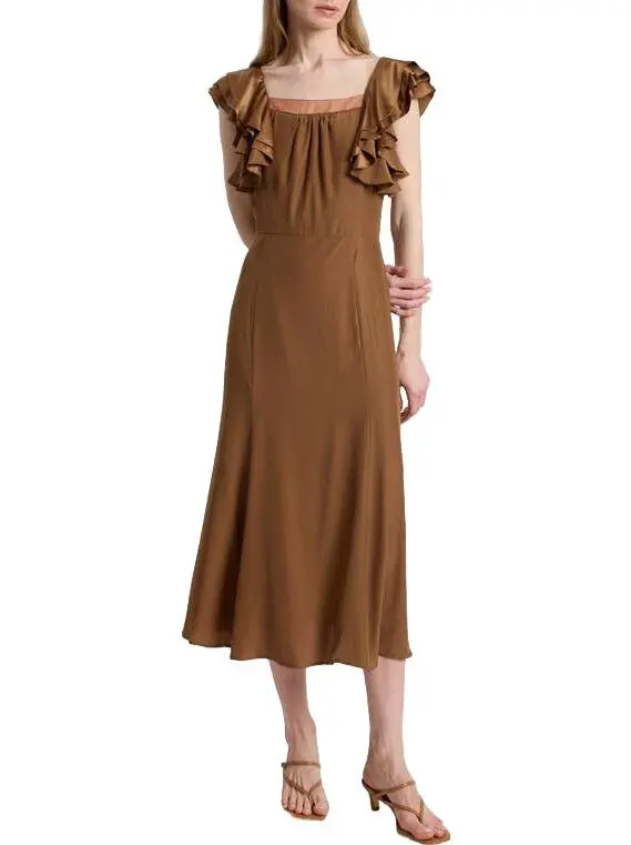 Santorelli Fit And Flare Midi Dress - Dark Bronze