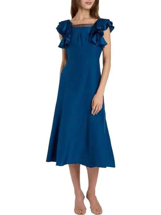 Santorelli Fit And Flare Midi Dress - Electric Blue