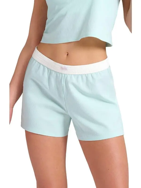 SIELLA Organic Cotton Rib Boxer Short - Aqua Mist