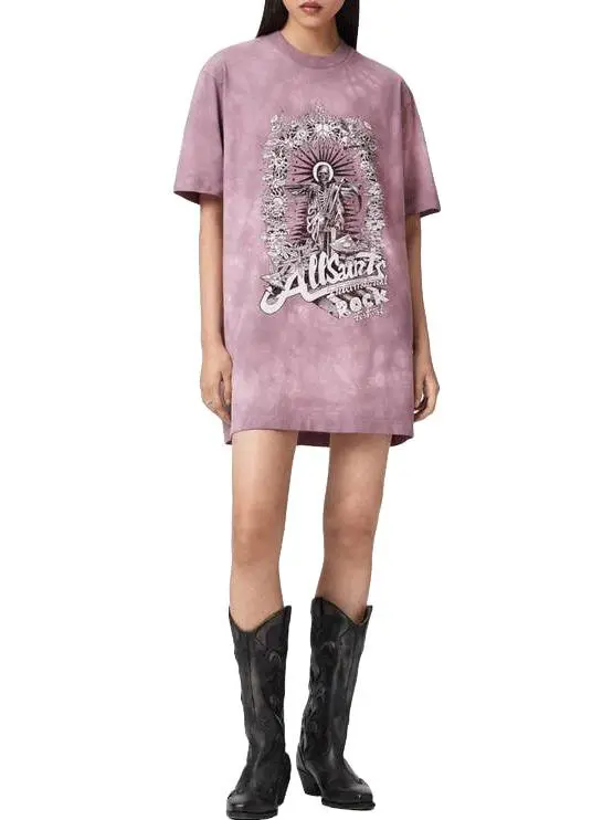 ALLSAINTS Avalon Graphic T-shirt Dress - Pink