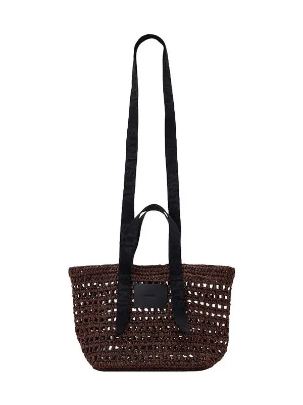 ALLSAINTS Mini Celayne Straw Tote - Cognac Brown