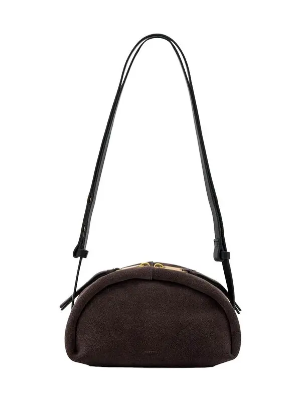 ALLSAINTS Rosalie Arc Suede Crossbody Bag - Burnt Umber Red