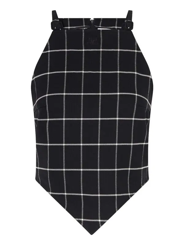 COURREGES Checked Wool-blend Tank Top - Black