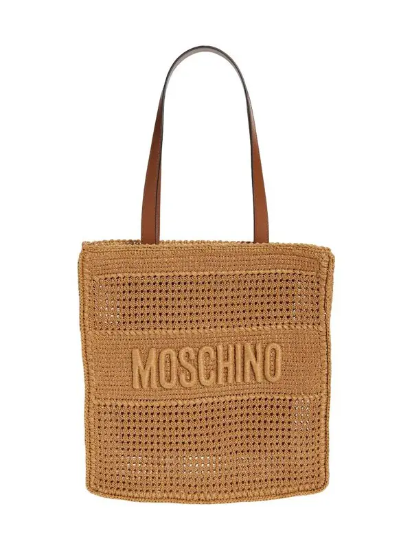 Moschino Logo Woven Shopper Tote - Hide
