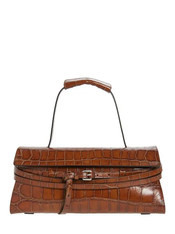 Moschino Croc Embossed Leather East/west Shoulder Bag - 210 Hide