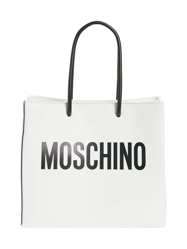 Moschino Logo Leather Shopper Tote - 100 White