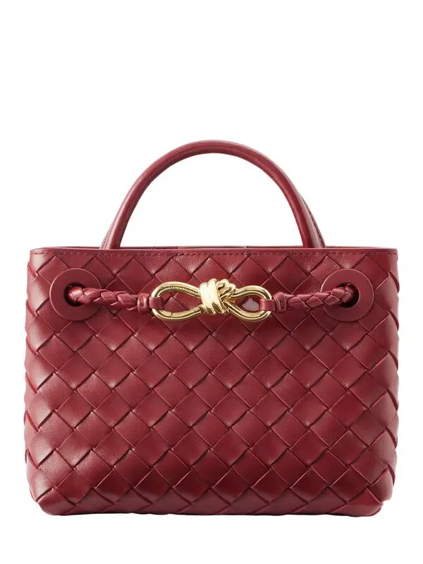 Bottega Veneta Mini Andiamo Intrecciato Leather Tote - Red