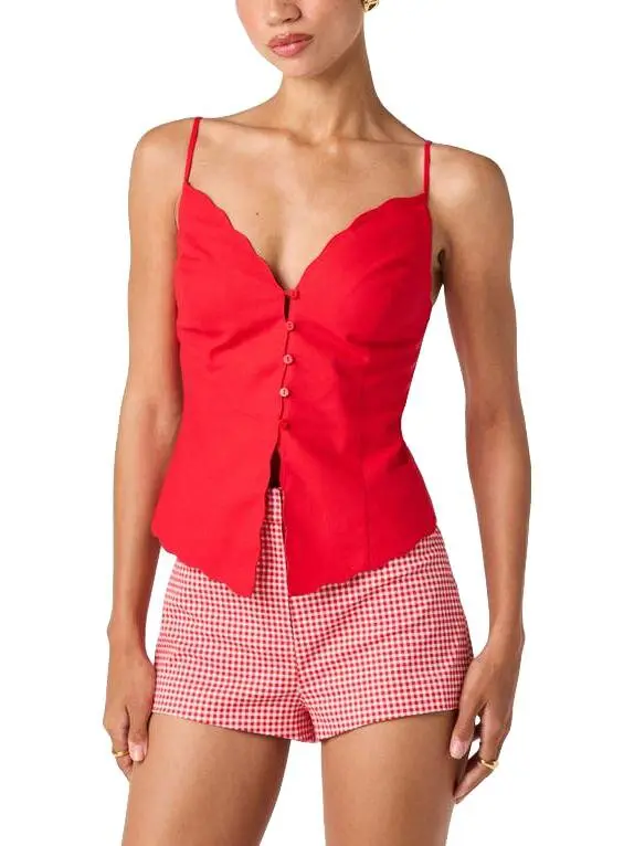 Astr The Label Odette Scallop Hem Camisole - Red
