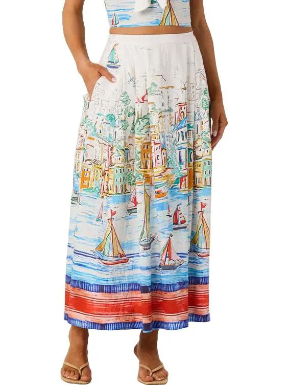 Astr The Label Wendy Maxi Skirt - Island Sketch