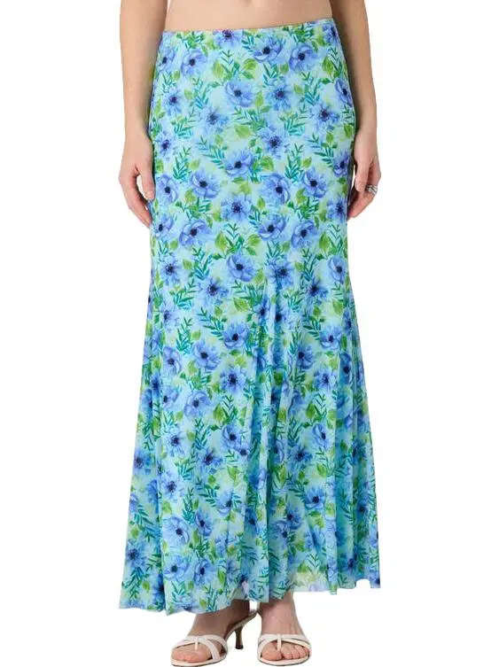 Astr The Label Floral Print Maxi Skirt - Blue Floral
