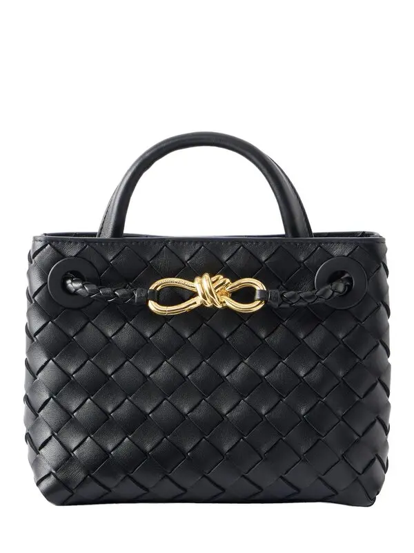 Bottega Veneta Mini Andiamo Intrecciato Leather Tote - Black