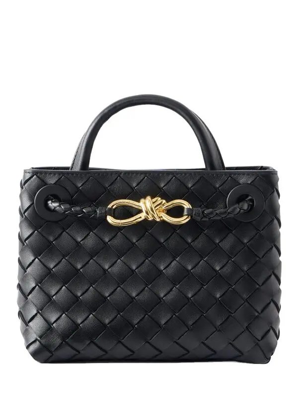 Bottega Veneta Mini Andiamo Intrecciato Leather Tote - Black